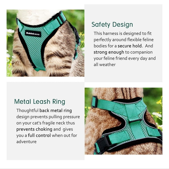 Rabbitgoo | Cat | New Rabbitgoo Emerald Teal Cat Mesh Reflective Leash ...